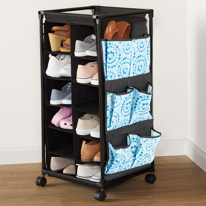 Rolling Shoe Storage Unit with Fabric Cubbies - Springtime | The ...