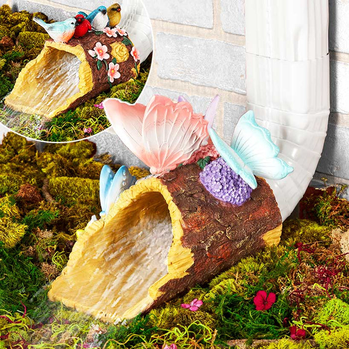 Down Spout Cover Wood Log With Butterflies Or Birds | The Lakeside ...