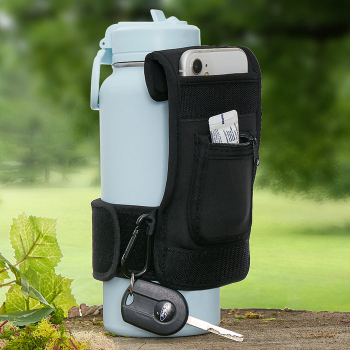 Water Bottle Pouch With Cell Phone Pocket, Secure Pocket and Lanyard ...