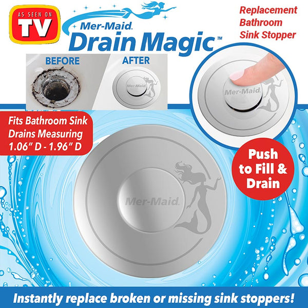 Mer-Maid™ Drain Magic™ Replace Broken Or Missing Bathroom Sink Stopper ...