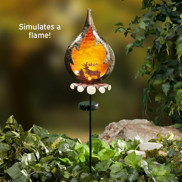 Solar Campfire With Elk Silhouette Stake | The Lakeside Collection