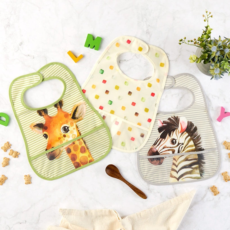 Baby Food-Catching Colorful Bibs - Set of 3 | The Lakeside Collection