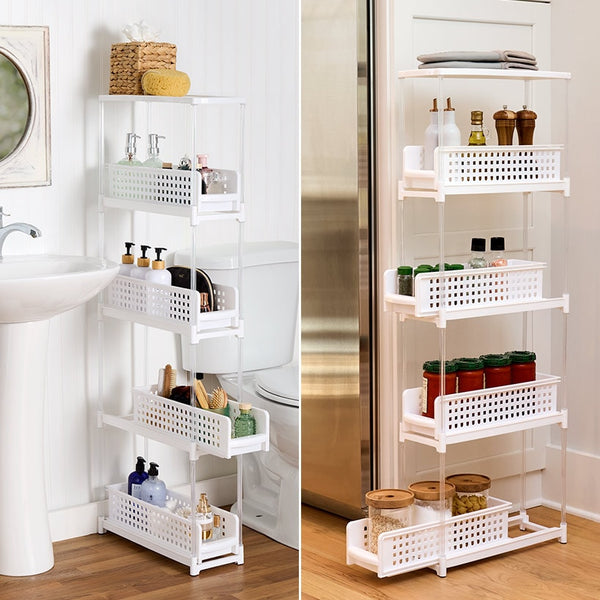 Slide Out Slim Storage Tower for Kitchen - 4 or 5 Tiers | The Lakeside ...