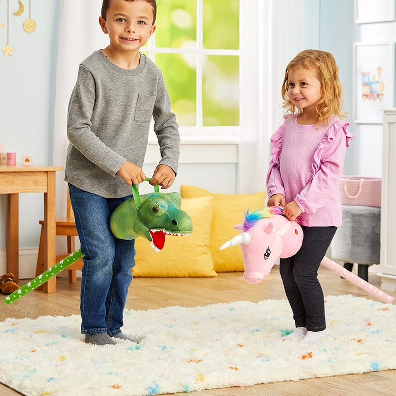 Magic Sounds Plush Animal Head Riding Stick - Interactive Pretend Play ...