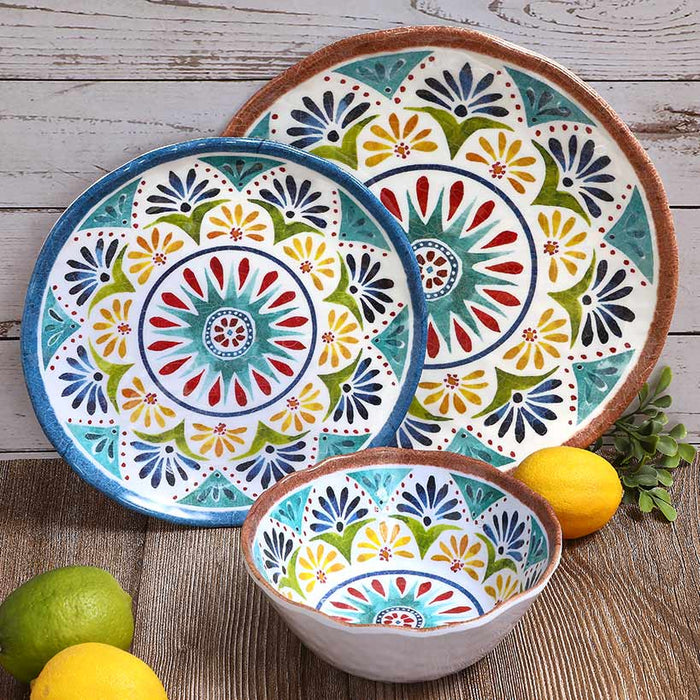 Italian Tuscan Colorful Melamine Dinnerware Set Service for 4 | The ...
