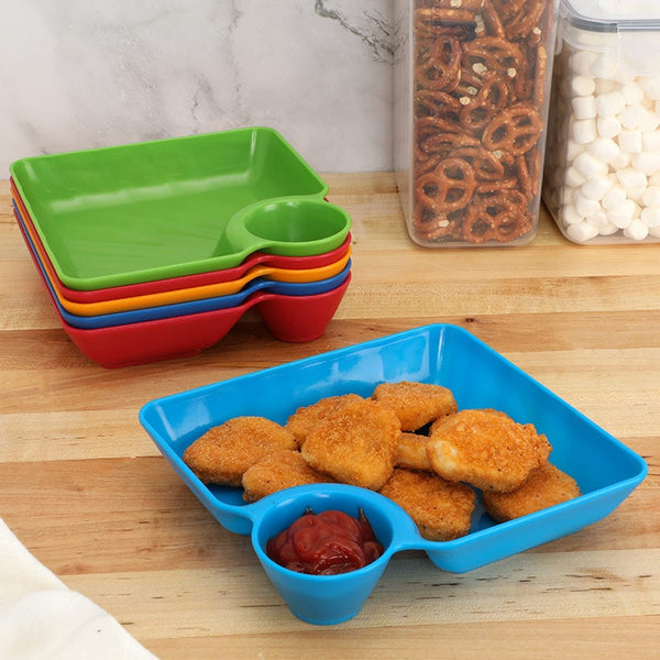 Multicolored Chip and Dip Set of 6 Divided Individual Snack Trays | The ...