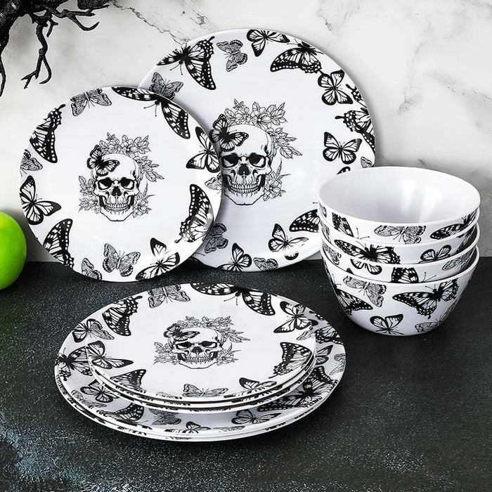 Gothic Elegance Halloween Butterfly and Skull Dinnerware Set | The ...
