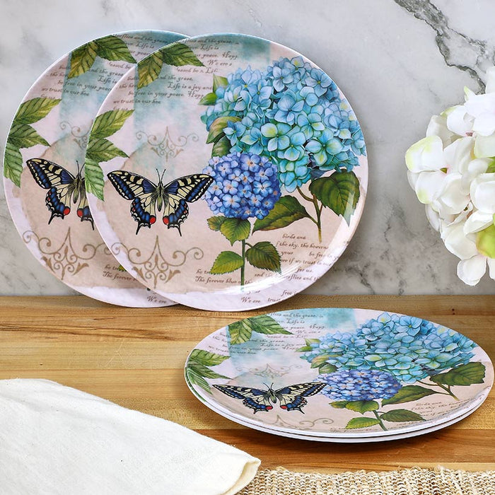 Hydrangea & Butterfly Salad Plates - Set of 4 | The Lakeside Collection