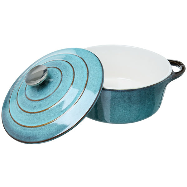 Chef's Counter Round Covered Casserole Dish - Reactive Glaze Ceramic ...