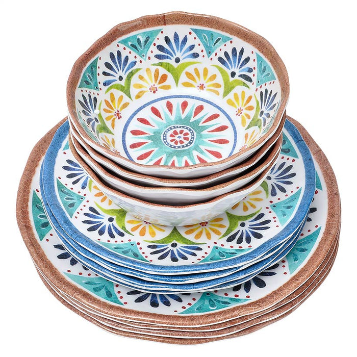 Italian Tuscan Colorful Melamine Dinnerware Set Service for 4 | The ...