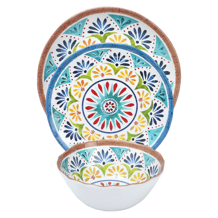 Italian Tuscan Colorful Melamine Dinnerware Set Service for 4 | The ...