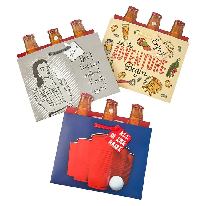 Beer Bottle Gift Bag Set - 3-Pk. | The Lakeside Collection