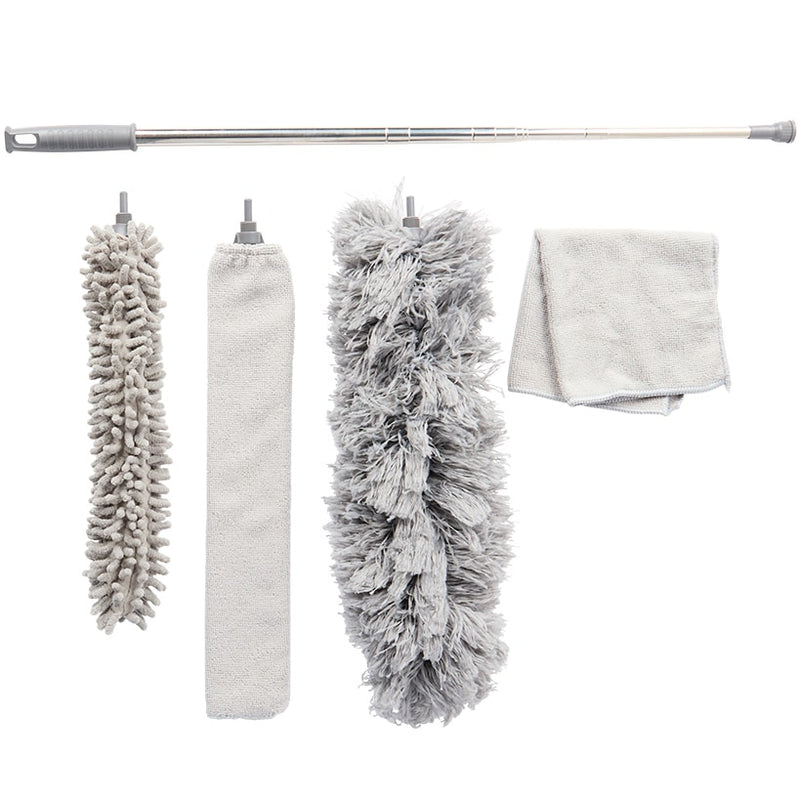 Duster Cleaning 5 PC. Set With 17" To 96" Extenable Lightweight Pole ...