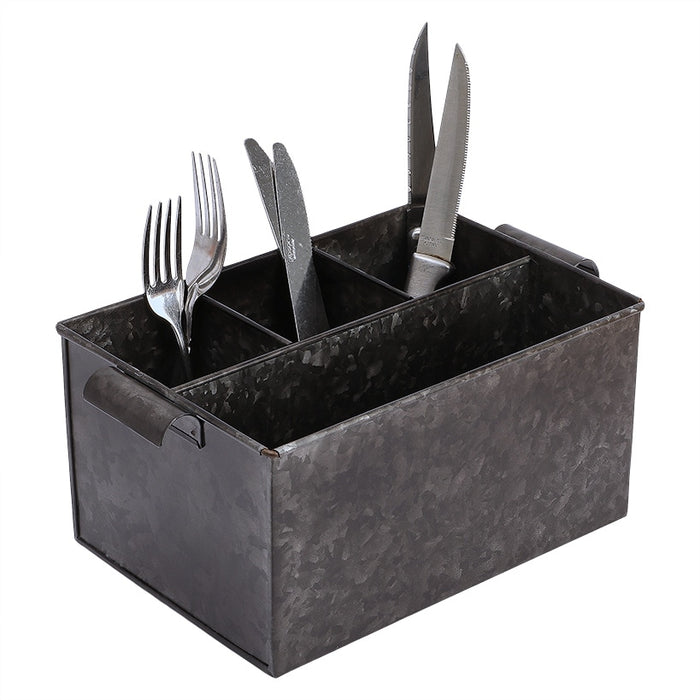Black Metal Galvanized Utensil Caddy | The Lakeside Collection
