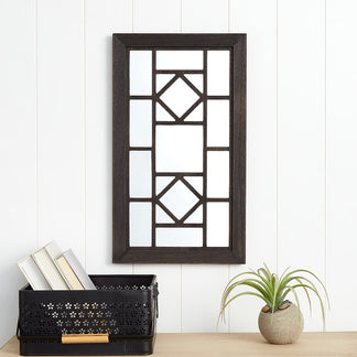 Decorative Wood Rectangular Black Framed Mirror | The Lakeside Collection