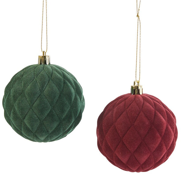 Luxurious Velvet Ball Ornaments with Diamond Pattern - Set of 2 | The ...