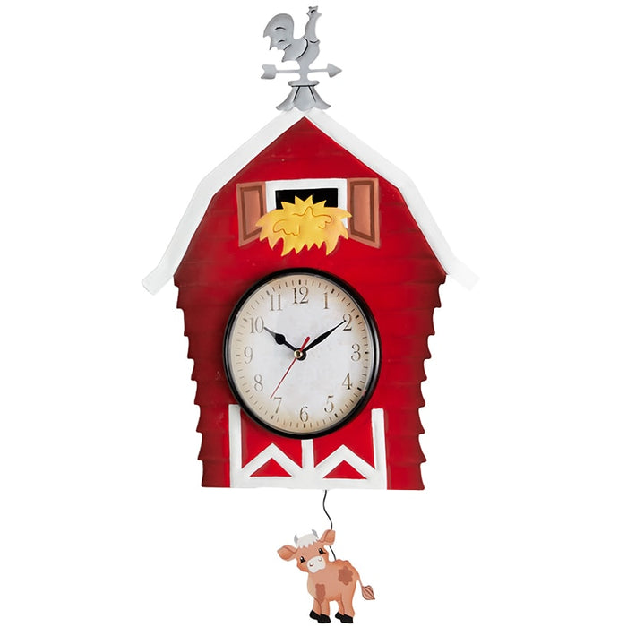 Clock Pendulum Country Theme Cow Pig Barn Rooster | The Lakeside Collection