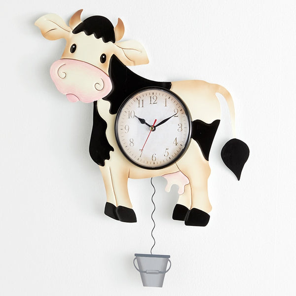 Clock Pendulum Country Theme Cow Pig Barn Rooster | The Lakeside Collection
