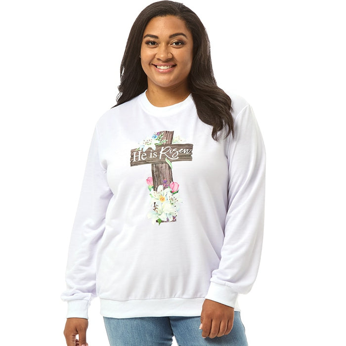 Easter He Is Risen Cross Sweatshirt | The Lakeside Collection