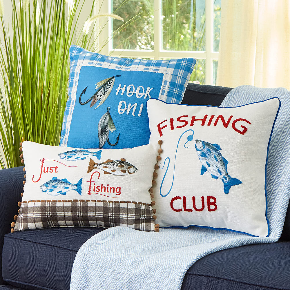 Fishing and Lake Themed Embroidered Decorative Pillow | The Lakeside ...