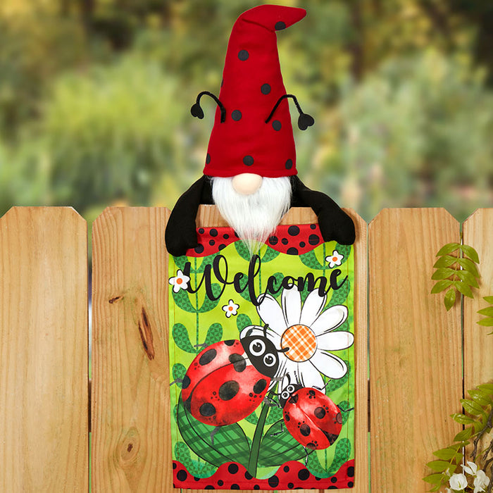 Welcome Fence Flags Ladybug Gnome and Bee Gnome Decorations | The ...