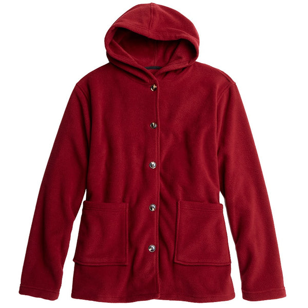 Women's Button-Up Fleece Jacket with Hood | The Lakeside Collection