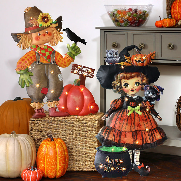 Halloween Lighted Standing Witch or Scarecrow Greeter | The Lakeside ...