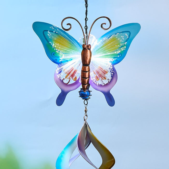 Solar Butterfly Fiber Optic Wind Spinner | The Lakeside Collection