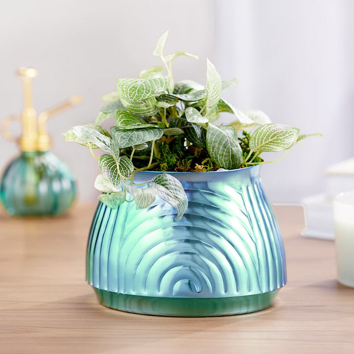 Ribbed Metal Planter | The Lakeside Collection