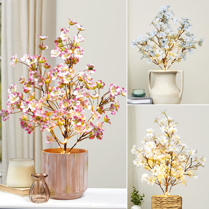 Lighted Flower Table Trees - Blue, Blush, or Pink | The Lakeside Collection