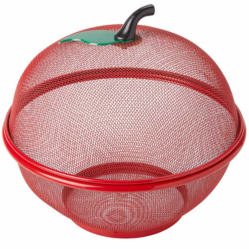 Mesh Wire Apple Shaped Fruit Basket with Lid Fruit Bowl Cover 2 Pc ...