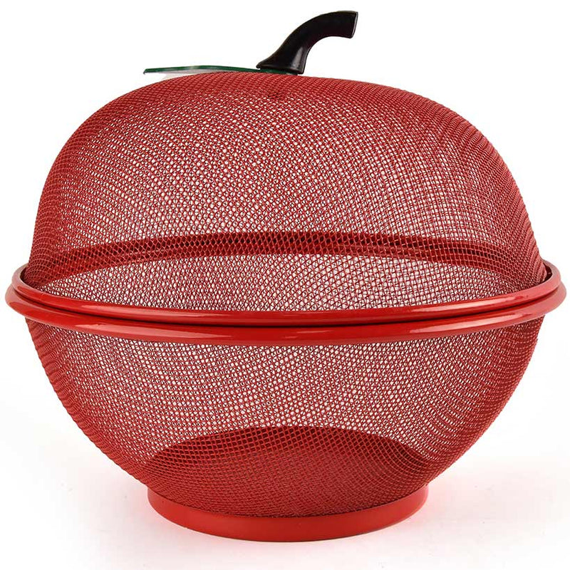 Mesh Wire Apple Shaped Fruit Basket with Lid Fruit Bowl Cover 2 Pc ...