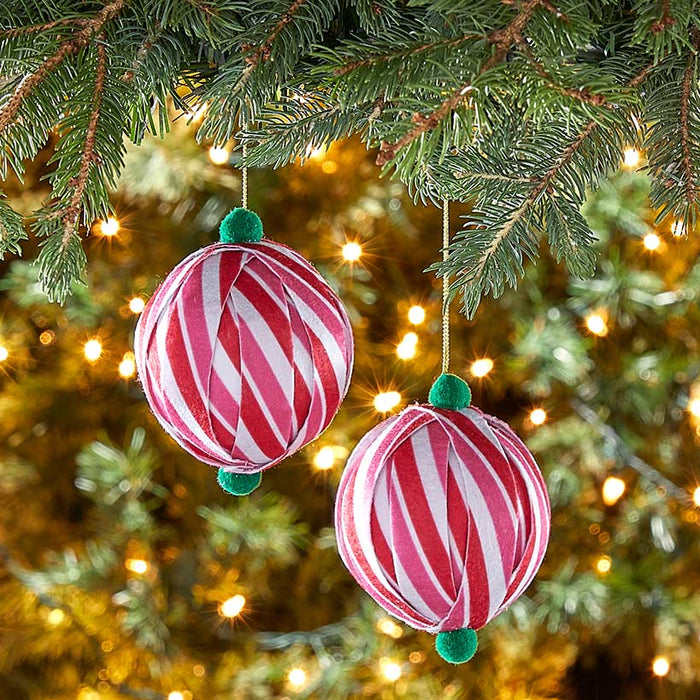 Patterned Paper Ball Ornaments Set of 2 | The Lakeside Collection