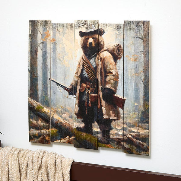 Woodland Bear Plank Wall Art – Rustic Decor for Nature Lovers | The ...