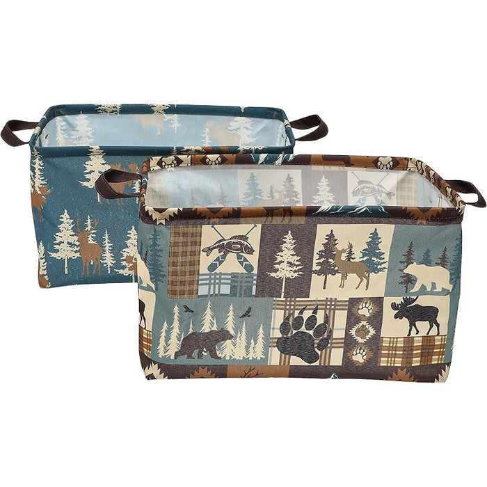 Rustic Printed Home Storage Decor Polyester Baskets Set of 2 | The ...
