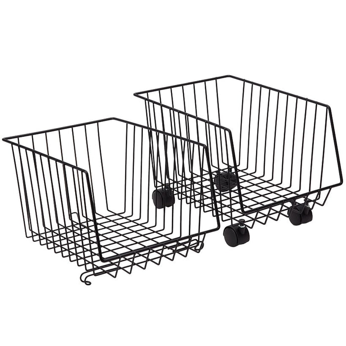 Metal Deep Stackable Storage Bins with Wheels | The Lakeside Collection