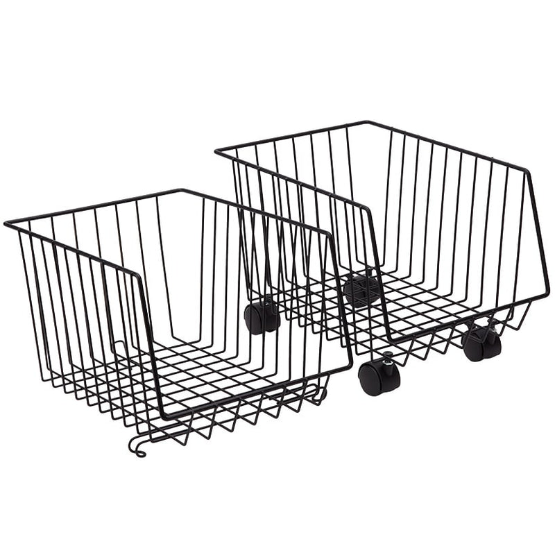 Metal Deep Stackable Storage Bins with Wheels | The Lakeside Collection