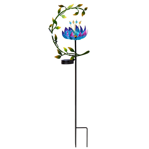Solar Flower and Leaves Wind Spinner Garden Stake Red or Blue | The ...