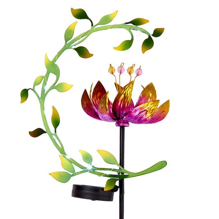 Solar Flower and Leaves Wind Spinner Garden Stake Red or Blue | The ...