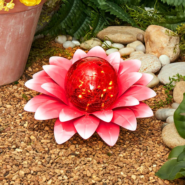 Solar Gazing Ball Blooming Flowers | The Lakeside Collection