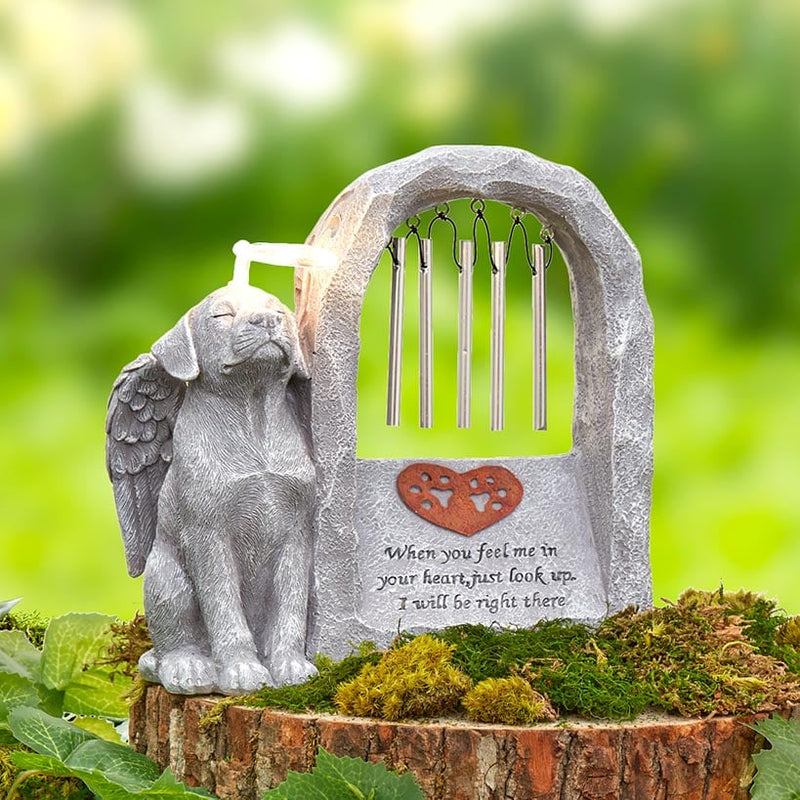 Solar Pet Memorial Statue with Chimes & Halo | The Lakeside Collection