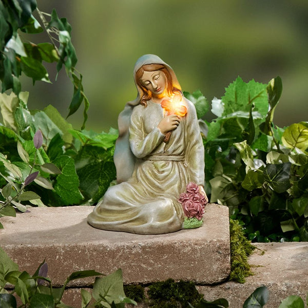 Solar Saint Statues – Mary with Cross and St. Francis with Lantern ...