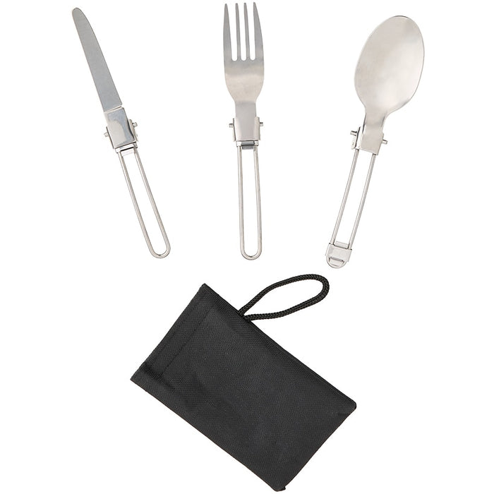 Camping Stainless Steel Folding Cutlery Set With Carry Pouch | The ...
