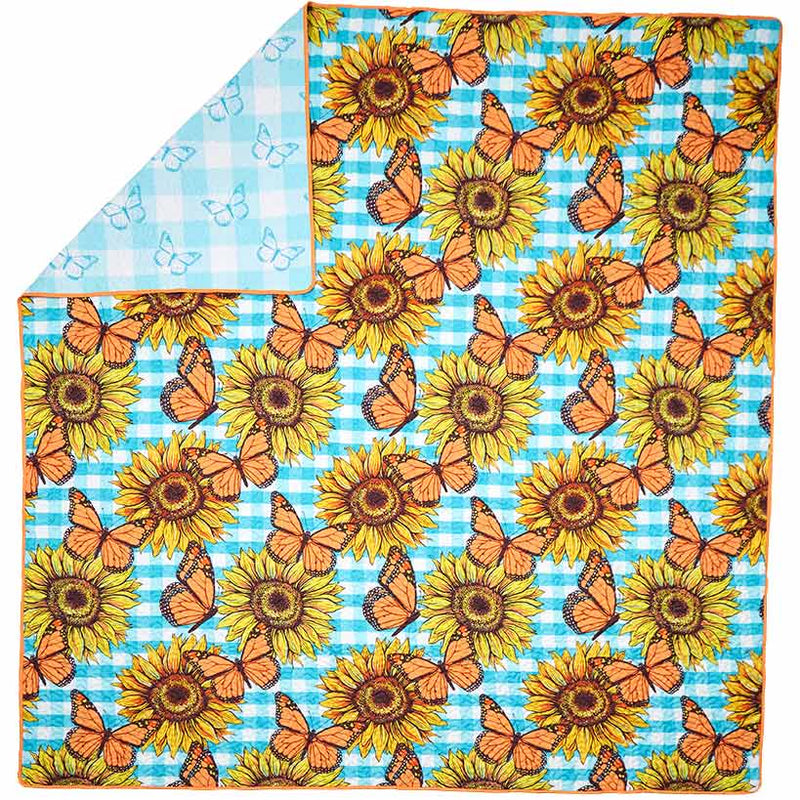 Sunflower Butterfly Full/Queen or King Quilt, Sham, or Decorative ...
