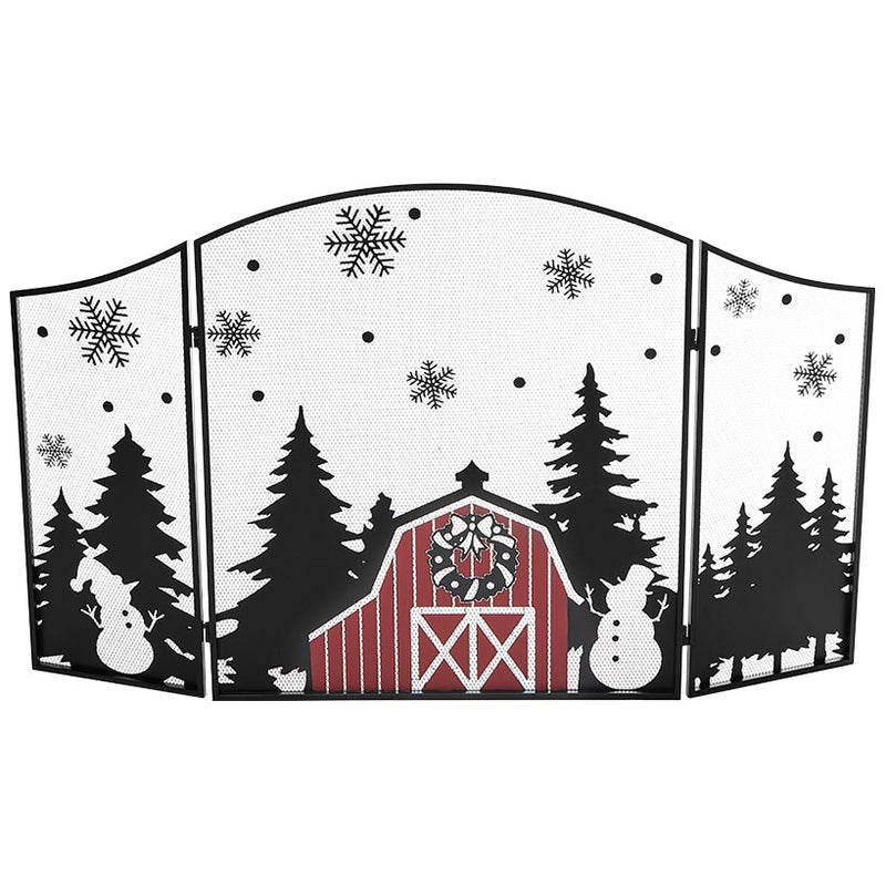 Red Barn Christmas Fireplace Screen | The Lakeside Collection