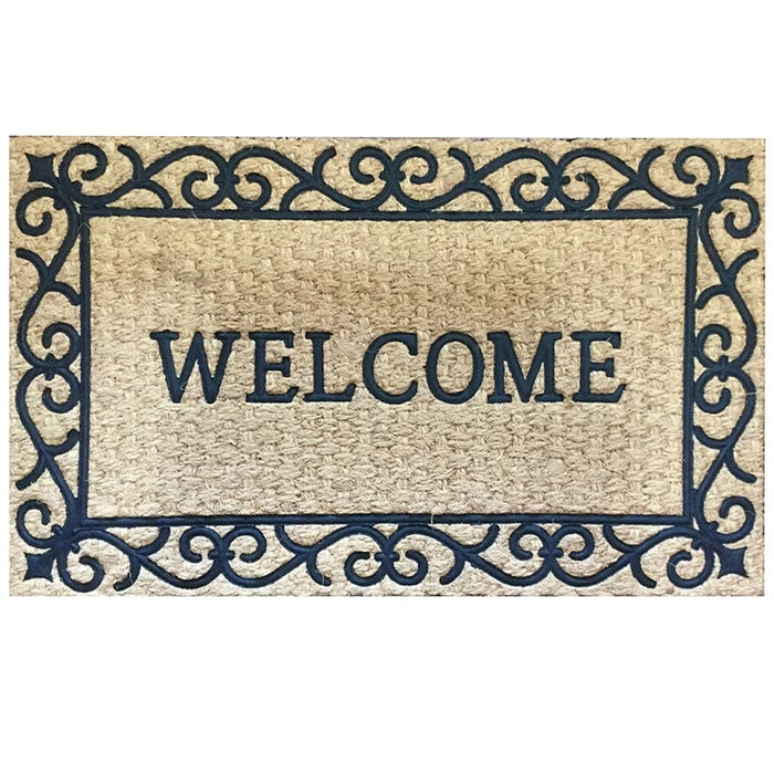 High-Quality Coir Rubber Doormat with Welcome Scroll Design | The ...